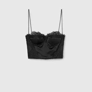 GUCCI Embroidered Silk Satin Top