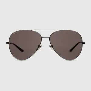 Gucci Pilot Frame Sunglasses With Interlocking G - Black