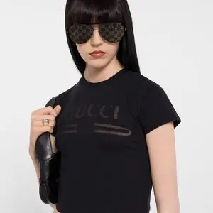 Gucci Cotton Jersey T-shirt With Devoré Detail - Black