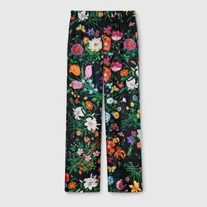 Gucci Printed Silk Twill Pants - Black