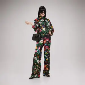 Gucci Printed Silk Twill Pants - Black