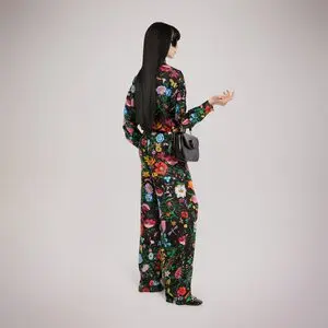 Gucci Printed Silk Twill Pants - Black