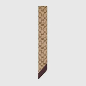 Gucci Printed Silk Chiffon Ribbon Fabric - Beige