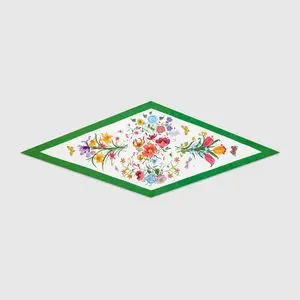 Gucci Printed Silk Twill Diamond Scarf Silk - White