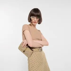 Gucci Jackie Small Pouch Gg Canvas - Beige