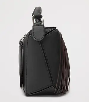 Loewe Small Leather Puzzle Fringed Top-handle Bag - Black