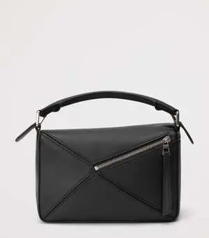 Loewe Small Leather Puzzle Fringed Top-handle Bag - Black