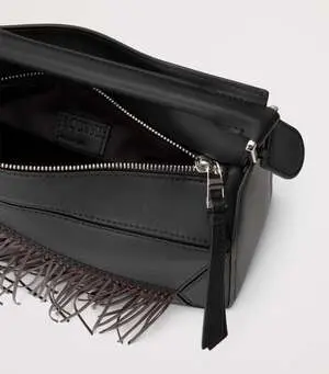 Loewe Small Leather Puzzle Fringed Top-handle Bag - Black
