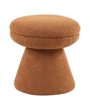FURNITURE OF AMERICA Torio Mushroom Pedestal Fabric Ottoman - Saddle Brown