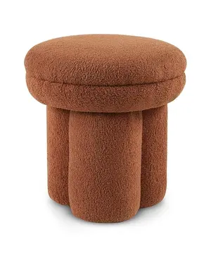 FURNITURE OF AMERICA Trina Pillar Base Fabric Ottoman - Saddle Brown