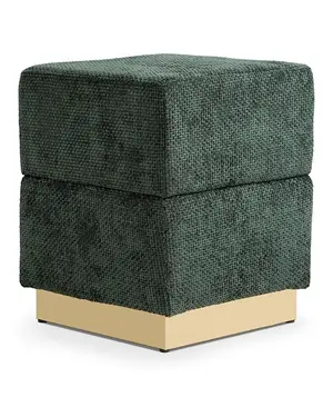 FURNITURE OF AMERICA Lyra Chenille Cube Storage Ottoman - Green