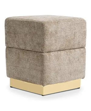 FURNITURE OF AMERICA Lyra Chenille Cube Storage Ottoman - Silver Gray