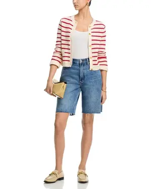 Aqua Striped Cotton Cardigan