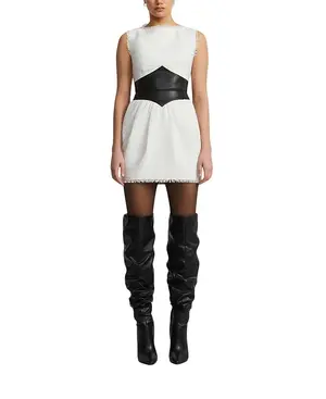 Bcbgmaxazria Leather Tweed Dress
