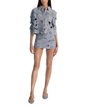 Alice + Olivia Finely Laser Cut Denim Shirt