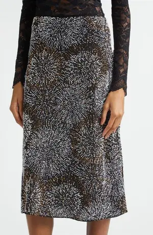 Rabanne Firework Embellished Crepe Midi Skirt
