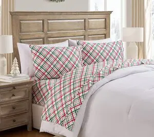 HALLMARK Joy To The World Plaid Cotton Sheet Se T, Full - One-color