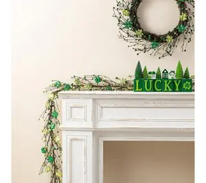 GLITZHOME 72'l St. Patrick's Shamrock Garland - One-color