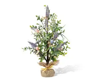 GLITZHOME 21'h Easter Egg & Lavender Table Tree Decor