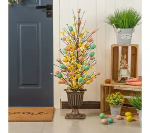 GLITZHOME 36'h Easter Egg Urn Porch Tree - One-color