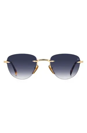 DB EYEWEAR BY DAVID BECKHAM 51mm Rimless Square Sunglasses - Gold Brown Havana/dk Blue Sf