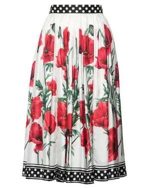 Dolce & Gabbana Floral Print Flared Midi Skirt - White
