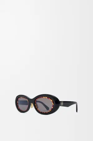 Loewe Mini Anagram Oval Sunglasses - Black