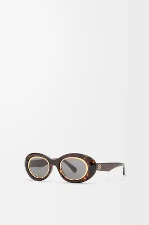 Loewe Mini Anagram Oval Sunglasses - Havana