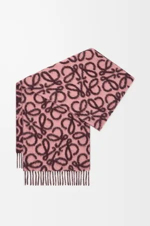 Loewe Anagram Scarf In Alpaca And Wool Blend - Coffee/mahogany