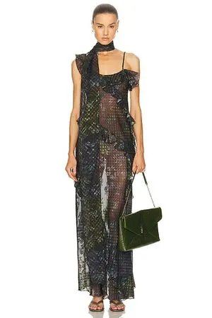 SIEDRES Monica Printed Chiffon Dress With Scarf - Multi