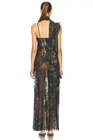 SIEDRES Monica Printed Chiffon Dress With Scarf