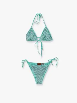 Missoni Embroidered And Sequined Bikini Set - Green
