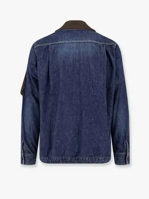 Sacai Denim Jacket With Nylon Inserts - Blue