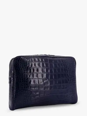 TOM FORD Croco Print Leather Laptop Pouch - Blue