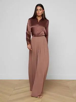 L'Agence Nova Pleated Wide-leg Trousers - Light Mink