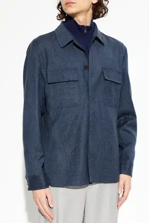 Etro Wool Jacket With Pockets - Blue