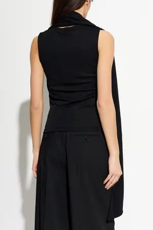 Ami Top With Decorative Pleat - Black