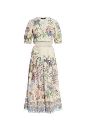 Etro Floral Cotton Midi Dress - Cream