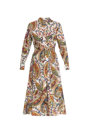 Etro Patterned Midi Dress With Belt Multicolour
