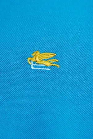 Etro Polo With Embroidered Logo - Blue