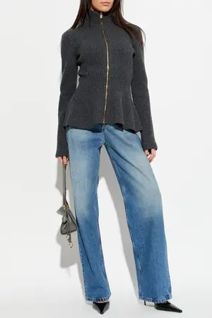 Alaïa Peplum Cardigan - Grey