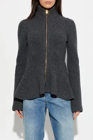 Alaïa Peplum Cardigan - Grey