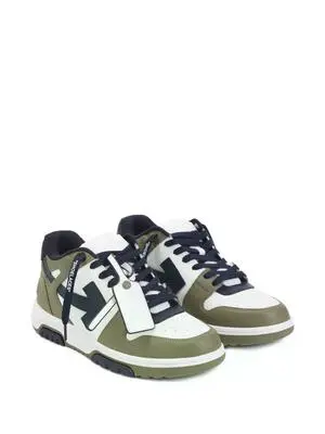 Off-White Out Of Office Arrow-logo Leather Sneakers - Green