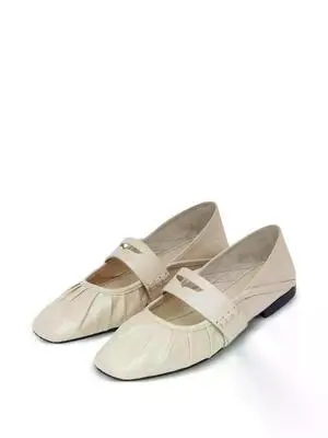 ALOHAS Pleated Leather Ballet Flats