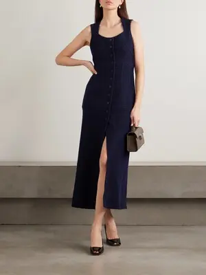 LIBEROWE Avery Metallic Wool-blend Tweed Midi Dress - Blue