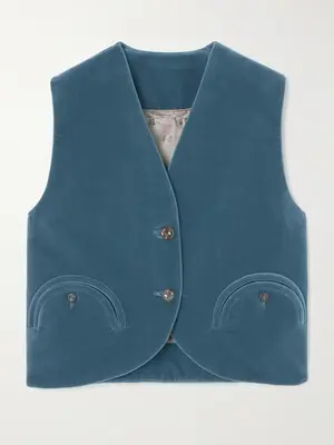 BLAZÉ MILANO Jealousy Gliss Cotton-velvet Vest - Gray