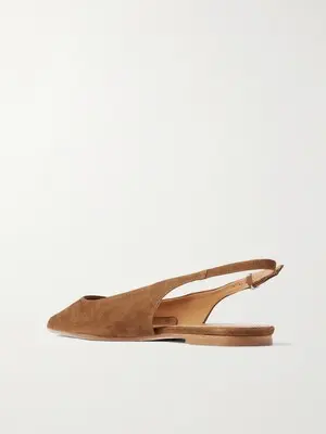 AeydĒ Annora Suede Slingback Flats - Brown
