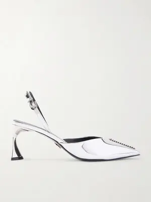 Stella McCartney Elsa Embellished Metallic Slingback Pumps