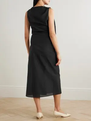 Jacquemus Drapeado Draped Cotton-blend Gauze Midi Dress - Black