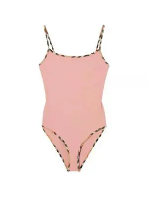 Burberry Check Trim Swimsuit - Pink